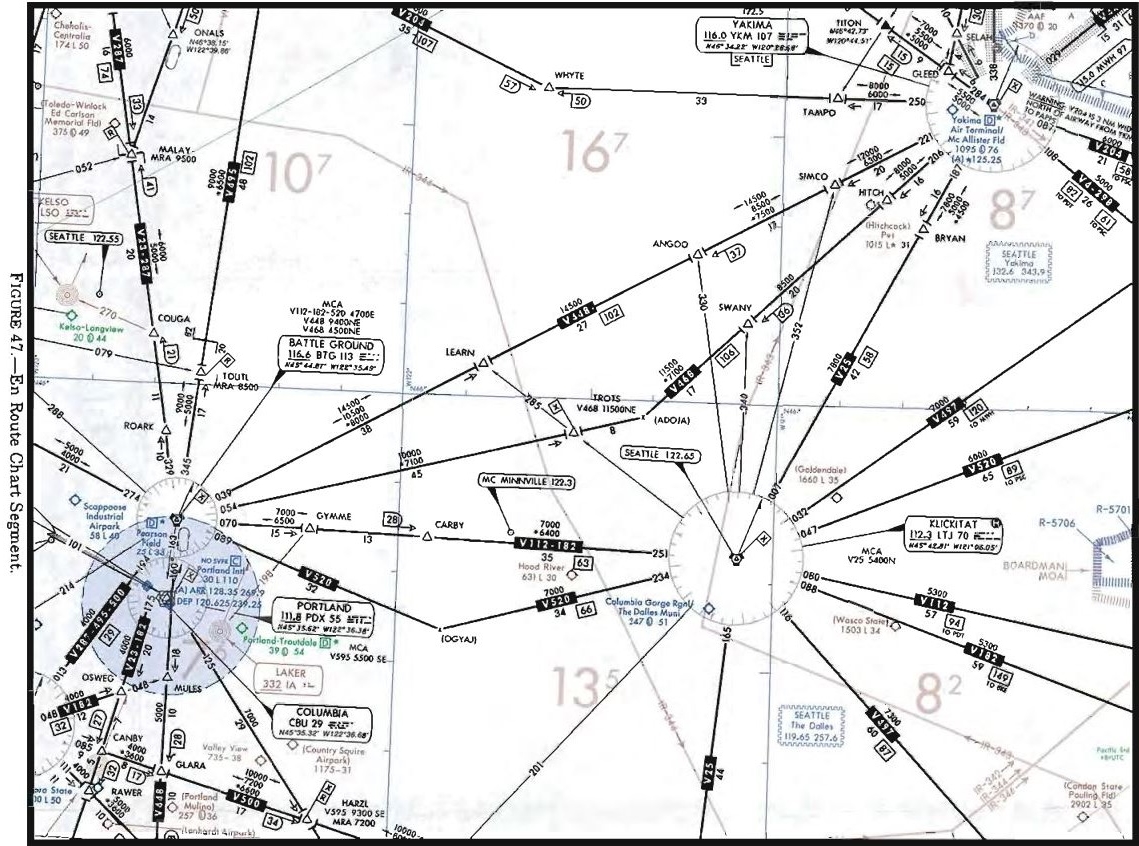 (Refer to figure 47.) When en route on V448 from YKM VORTAC to BTG ...